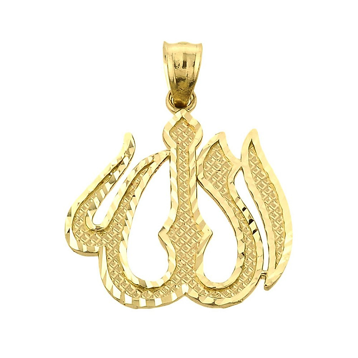 Middle Eastern Jewelry 10k Yellow Gold Islamic Allah Necklace Pendant