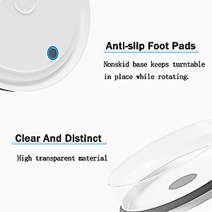 Lazy Susan Turntable Storage Organizer, Grey Transparent Border Anti-Slip Single Tier Lazy Susan 11.22" Spice Rack, 360 Degree Rotating Acrylic Cabinet Organizer for Kitchen Cosmetic Pantry Bathroom