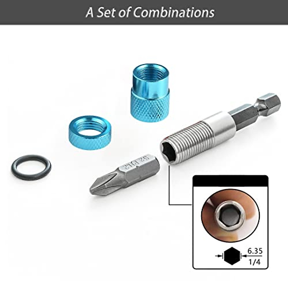 Saipe 3pcs Adjustable Screw Depth Magnetic Screwdriver Bit Holder 1/4" Hex Shank Drywall Screw Bit Holder Screw Tool with Phillips 2 Screw Driver Bits, Blue