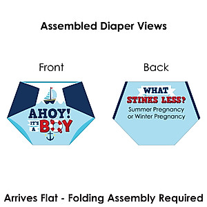 Big Dot of Happiness Ahoy It’s a Boy - Baby Shower Conversation Starter - 2-in-1 Dirty Diaper Game - Set of 24