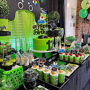 25 PCS Video Game Cupcake Toppers Video Game Happy Birthday Cake Topper Game On Controllers Cupcake Picks GamePad Cake Decorations for Game Theme Baby Shower Kids Birthday Party Supplies