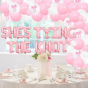 86Pcs She's Tying the Knot Bachelorette Party Decorations - Bow Garland Arch Kit She's Tying the Knot Letter Foil Balloon for Girls Bachelorette Party Bridal Shower Engagement Wedding Party Supplies
