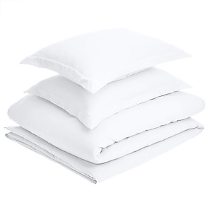 Amazon Basics Light-Weight 3 piece Microfiber Duvet Cover Set with Zipper Closure - King, 4 Pack, 108"x94", Bright White, Solid