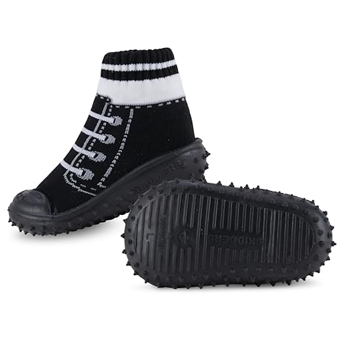 Baby Boys Slippers - Baby First Walking Non Skid Slipper Socks - Premium & Comfortable Toddler House Slippers, Kids Essentials - Black Shoe - 18 M