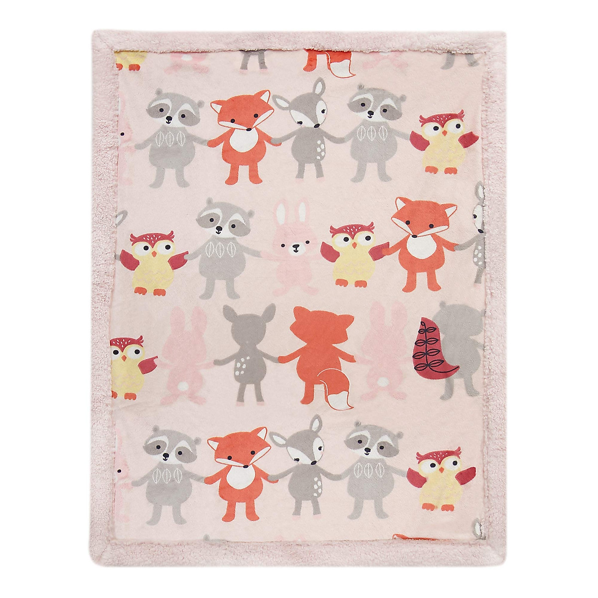 Lambs & Ivy Little Woodland Forest Animals Blanket, Pink/White