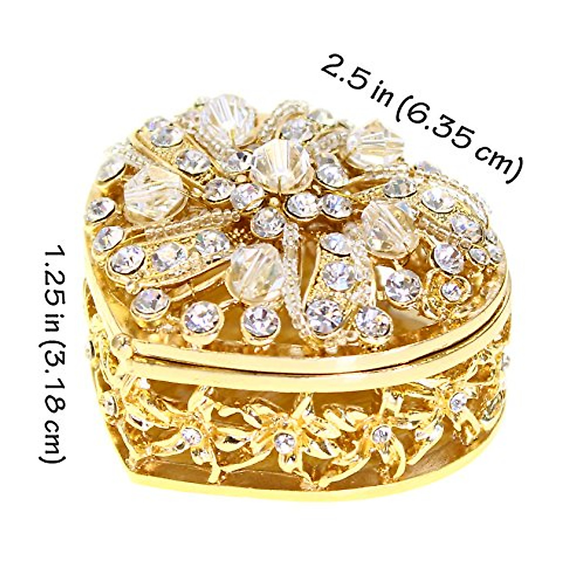 Wedding Unity Coins - Arras de Boda - Heart Shaped Box with Decorative Rhinestone Crystals 78 (Gold)