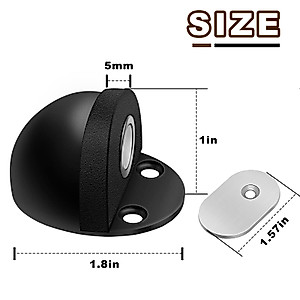 Door Stops 2 Pack, Magnetic Door Stop, Brushed Satin, Black Flush Modern Floor Mount Magnetic Door Catch Door Holder
