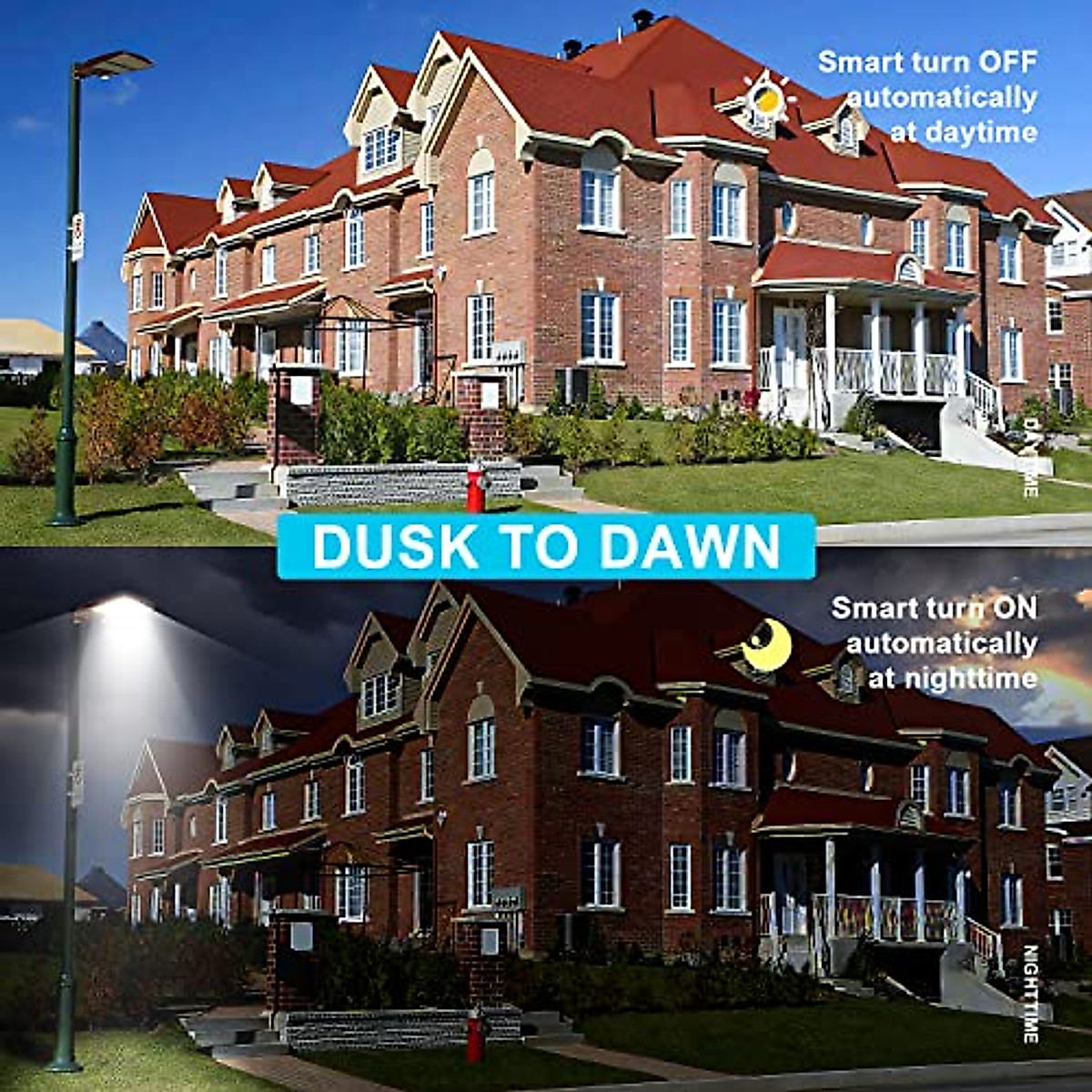 300W LED Parking Lot Light with Dusk to Dawn Photocell, 42000LM 5000K Dimmable Commercial Outdoor Light IP65 Waterproof LED Shoebox Pole Light with Slide Mount 100-277V AC DLC Certified (300)