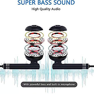 Earphones with Microphone Noise Isolating Stereo 3.5mm Jack in-Ear Earphones Universal Compatible with 6s/6 Plus/SE and Android Smartphones, MP3