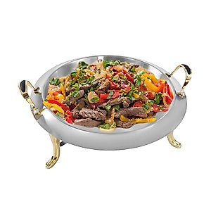 NATICRISI Stainless Steel Chafing Dish Buffet Set,3.17QT Round Food Warming Tray with Glass Lid & Lid Holder Buffet Warmers for Parties, Events, Wedding, Camping, Dinner