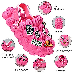 QIGEGE Kids Bubble Slides with DIY Football Baseball Charms Boys Girls Golf Ball Shoes, Funny Massage Bubble Slippers Kids Non-Slip House Slippers Beach Sandals