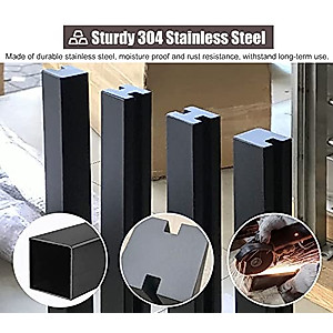 ZIMGOD Metal Glass Railing Post Kit, Black Glass Balustrade System, Vertical Glass Panel Post for Internal/External/Loft/Villa, Custom Size (Color : Mid Post, Size : 95cm/37.4")
