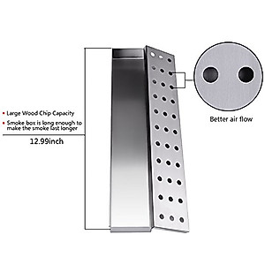 Smoker Box for BBQ Grill Wood Chips,Charcoal & Gas Barbecue Meat Smoked Salmon - Thicker Stainless Steel Won't Warp Reusable Barbecue Grilling Accessories and Cool Dad Gifts