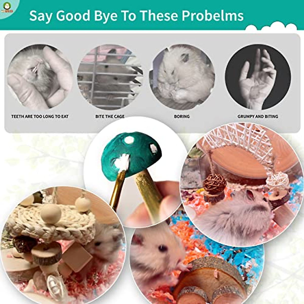 Wepets Hamster Toys, for Hamster, Gerbils, Mice, Rats and Other Small Animals to Chew and Play with, Induce Them to Grind Their Teeth, Reduce Depression. (Pattern-C)