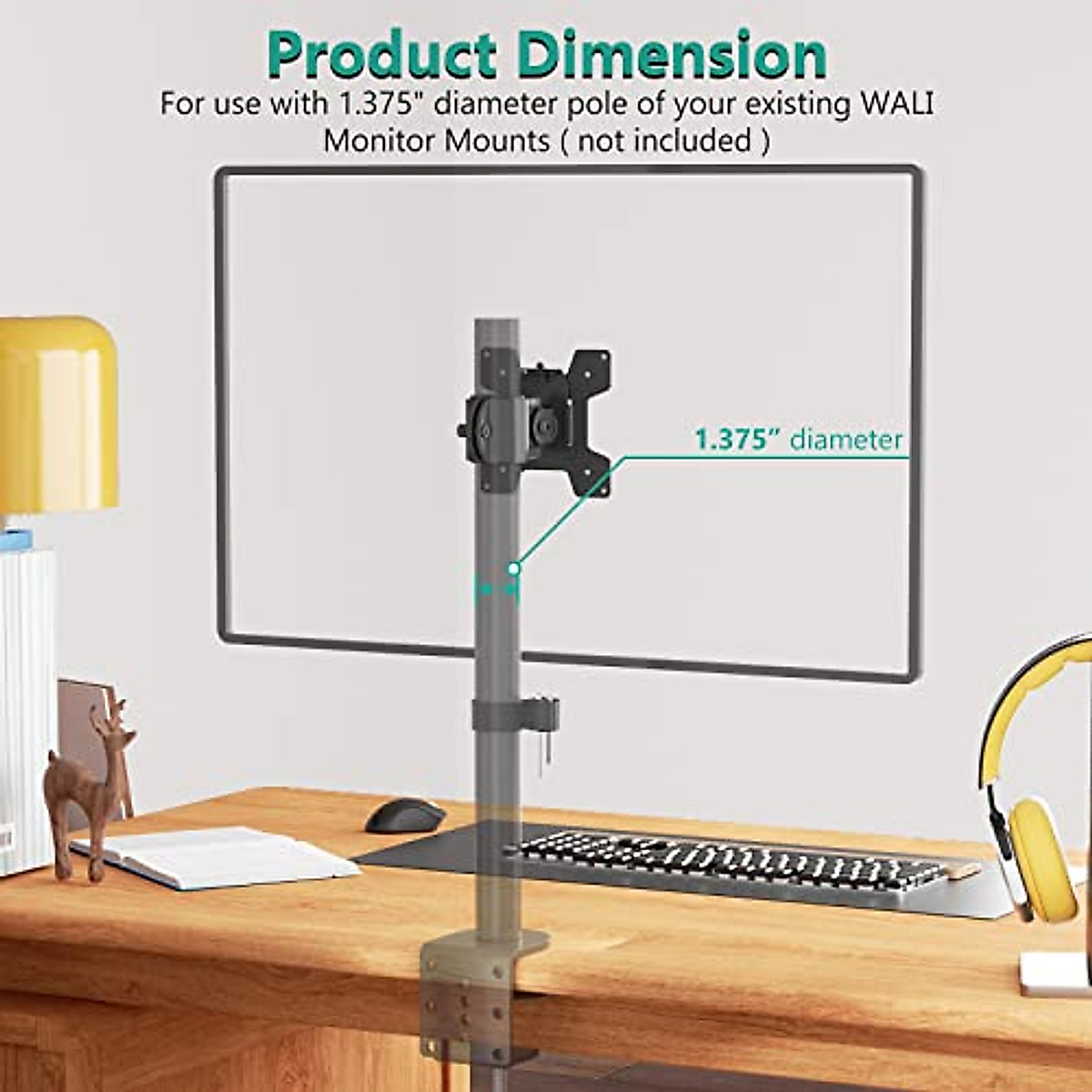 WALI VESA Mounting Plate for WALI Monitor Mounting System, VESA 75 by 75 mm and 100 by 100 mm (VES01), Black