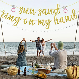 Sun Sand Ring On My Hand, Beach Bachelorette Party Decorations, Engagement Wedding Bridal Shower Garland Bunting Supplies, Pre-Assembled (Gold)