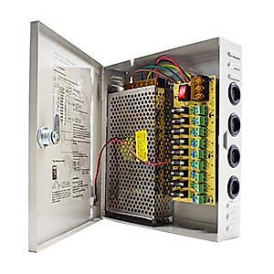 9CH Channel Port Distributed Power Supply Box Swithing Power Supply Output 12V 10 Amp for CCTV DVR Security System and Cameras