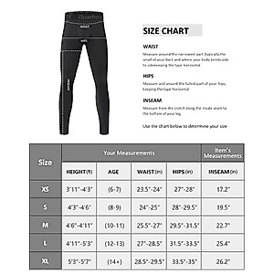 Roadbox Boys Compression Pants - 2 Pack Youth Athletic Tights Sports Leggings Kid Boys Spandex Base Layer Underwear for Basketball Football Running Blackwhite