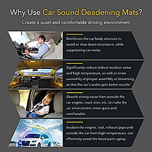 KOIKEY Sound Deadener for Car, Auto Sound Deadening Foam Materials Mat, Heat Insulation and Vibrations Dampening for Audio, Trunk, Floor, Hood, Engine Cover, 197 mil 37.1 sqft
