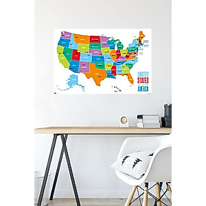 Trends International Map - United States Of America 2022 Wall Poster, 22.375" x 34", Poster & Mount Bundle