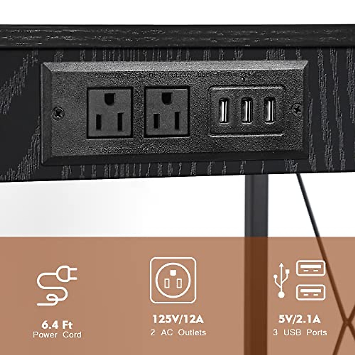 YBING Record Player Stand Record Player Table with Charging Station 3-Tier End Table with Storage Vinyl Record Storage Stand with Divider Nightstand for Living Room Bedroom Office, Black