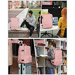 Carry On Backpack for Women, Large Travel Backpack Flight Approved, Waterproof 17 Inch Laptop Backpack Business Work Backpacks Men Mochila De Viaje, Pink