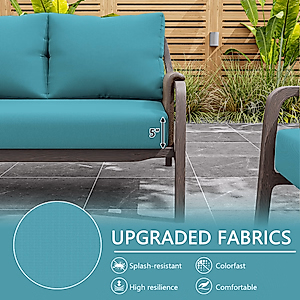 Pakunoda Outdoor Loveseat Cushion Set, 46 x 26 inch, Water Repellent, Fade Resistant, Cushion Set for Couch, Bench, and Swing 46 x 26 inch, Lake Blue