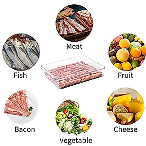 vacane 2 Pack Refrigerator Organizer Bins,Food Storage Container with Lids for Fruit, Vegetables, Bacon Meat Cheese Keeper Marinade Tray, Stackable Freezer Storage Containers