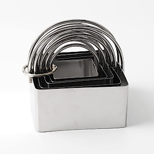 Cookie Cutters Set of 10, 5 sizes round and 5 sizes square Stainless steel Biscuit cutters with handles