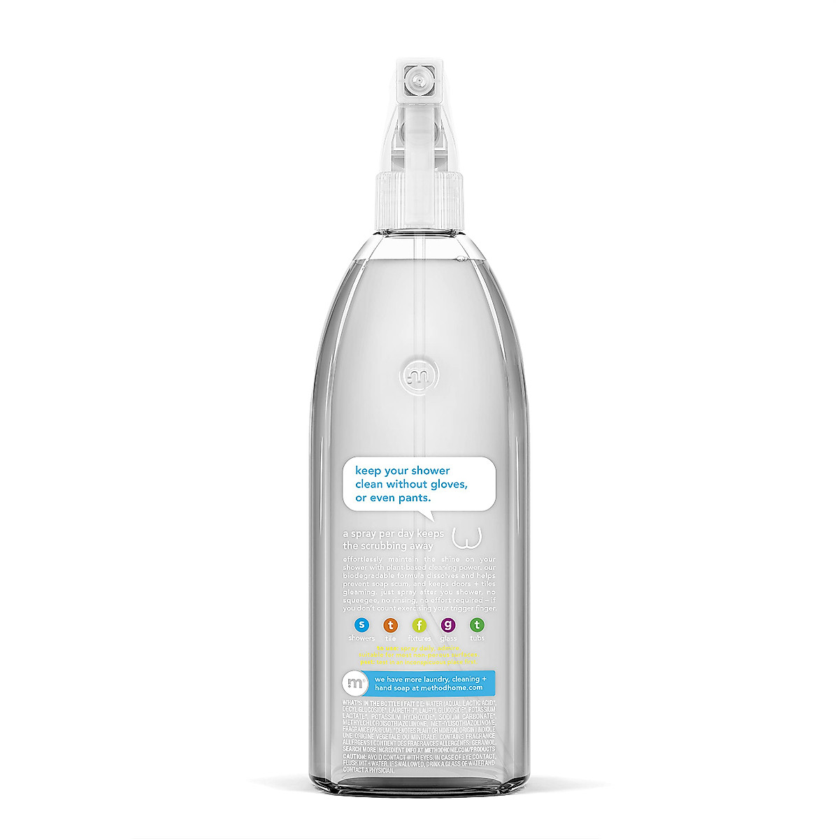 Method Daily Shower Cleaner Spray; Plant-Based & Biodegradable Formula; Spray and Walk Away - No Scrubbing Necessary; Ylang Ylang Scent; 28 Fl oz (Pack of 8); Packaging May Vary