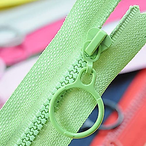 Zippers Colorful Resin 14pcs Non Separating Zippers with Ring Pulls #3 Plastic Zippers Lifting Pull Close-end for Clothes DIY Handbags Sewing Craft Bags Mixed 14 Colors Resin Zippers (25cm) 10inch
