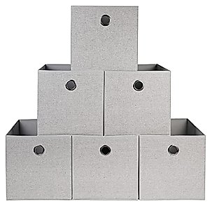 BOMKEE Closet Organizers and Storage Bins, Collapsible Drawers Organizer Foldable Storage Cubes Storage Baskets for Home Bedroom Office Closet (Set of 6, 12*12*12inch)