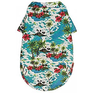 MaruPet Dog Hawaiian Shirt NewStyle Summer Beach Vest Short Sleeve Pet Clothes Dog Top Floral T-Shirt Hawaiian Tops Dog Jackets Outfits for Small Dogs Breeds Cats O-Leaves-1 4XL