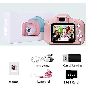 Kids Camera,Toddler Camera for Kids 3-8 Years Old, Toy Gifts for Boys and Girls,Portable Birthday Gifts for 3 4 5 6 7 8 Year Old, Rechargeable 1080P Digital Video Cameras with 32GB SD Card
