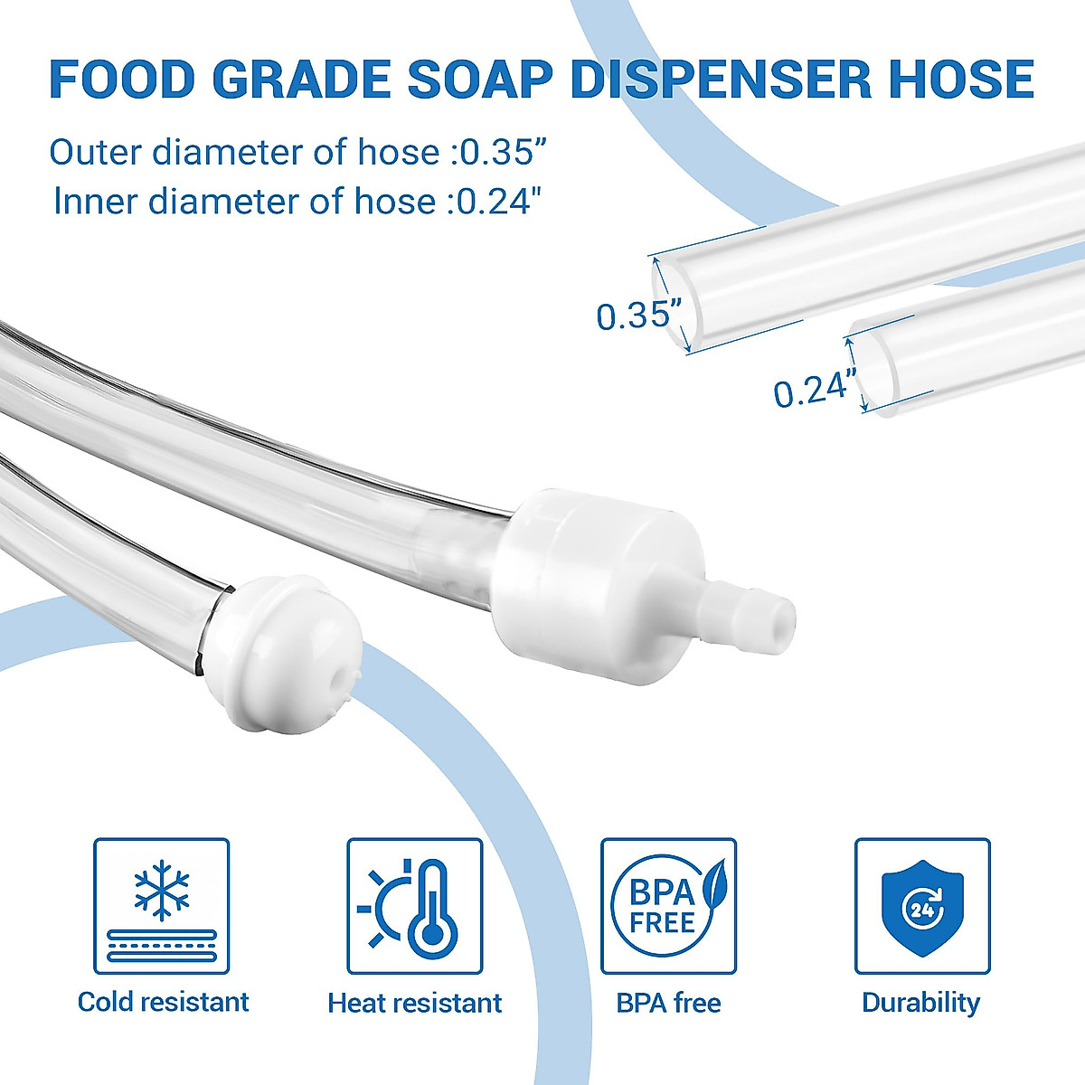 Dish Soap Dispenser for Kitchen Sink and Tube Kit, 47" Tube Connects Pump Directly to Soap Bottle Brushed Nickel