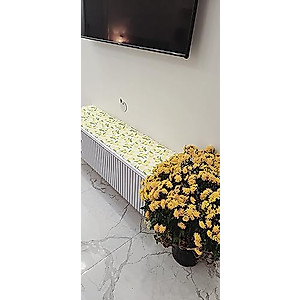 Throw Pillow Lemon Ruffle TV Console Unit Runner/TV Cabinet Cover Diwali Festival Decor (3 Feet TV Console(14x48 Inches)