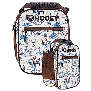 HOOEY Waterproof Liner Mesh Pockets Collapsible Lunch Box with Handle and Strap (Cream/Brown)