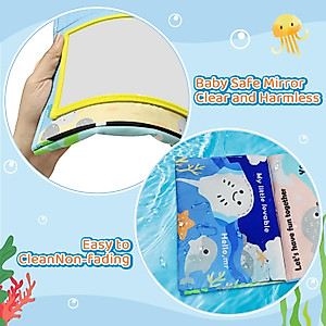 Baby Toys 0-6 Months, Tummy Time Mirror for Infant 0-3-6-12 Months Old, Newborn Sensory Gifts for Brain Montessori Development, Boys & Girls Toy, High Contrast Activity Crinkle Book w Safe Mirror