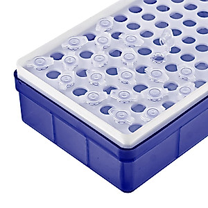 uxcell Centrifuge Tube Rack Storage Box 96-Well Polypropylene Holder for 0.5ml Microcentrifuge Tubes, Vials, Samples 8.5mm Hole Dia 2Pcs