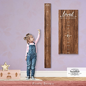 Farmhouse Style Wooden Kids Growth Chart Ruler for Boys and Girls (Rustic Brown - WHT)