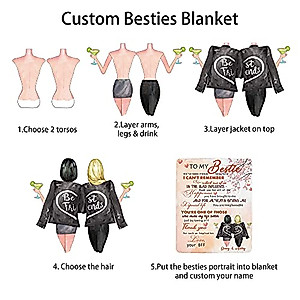 Custom Best Friend Throw Blanket with Name & Hairstyle- Soft Fleece Blanket | Best Friend Birthday Gifts for Women,Personalized Friendship Gifts for Teen Girls, Besties,Sister | Long Distance Gift