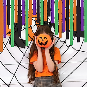 Halloween Crepe Paper Streamers 8Rolls 656FT Halloween Party Decorations Supplies Halloween Orange Purple Black Green Streamers for Halloween Birthday, Baby Shower, Gender Reveal Party Decorations