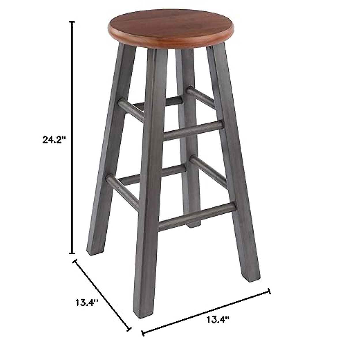 Winsome Wood Ivy Counter Stool, Rustic Gray and Teak, 24"