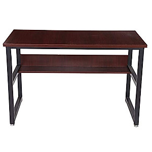 OKBOP Office Writing Desk for Home, 47'' Modern Wood Corner Desk with Storage Shelf, Small Laptop Computer Desk for Small Space, Cheap Student Study Table Notebook Workstation (Wine)