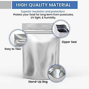 RL7 9.5 Mil Mylar Bags for Food Storage with Oxygen Absorbers 300CC – 100 Pack Ziplock Heat Resealable Mylar Bags 1 Gallon 10"x14" (30Pcs) - 1 Quart 6"x9" (30Pcs) – 1/2 Pint 4"x6" (40Pcs) & Labels