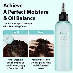 A'PIEU Mint Hair Vinegar Rince 6.76 fl oz - Advanced Scalp Treatment for Oil Control, Korean Hair Care, Hydrating & pH Balancing, Clarifies & Refreshes