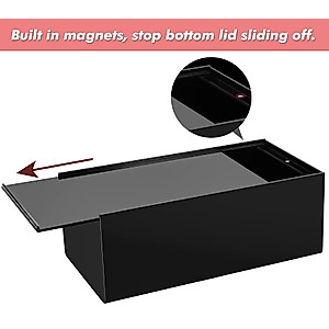 Kamehame Tissue Box Cover Rectangle Acrylic Tissue Holder 10.2x5.5x3.9 Inch Black Dryer Sheet Holder Container Tissue Dispenser for Home Bathroom Kitchen and Office