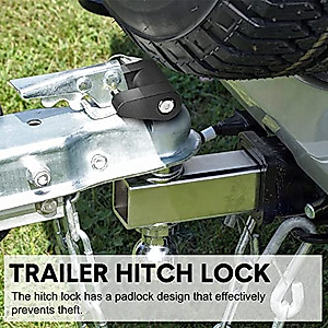 4 Pack Trailer Hitch Lock with Keys Dia 1/4 Inch 3/4 Inch Span Trailer Tongue Coupler Locks Trailer Hitch Lock for Tow Boat RV Truck Car Coupler (Black)