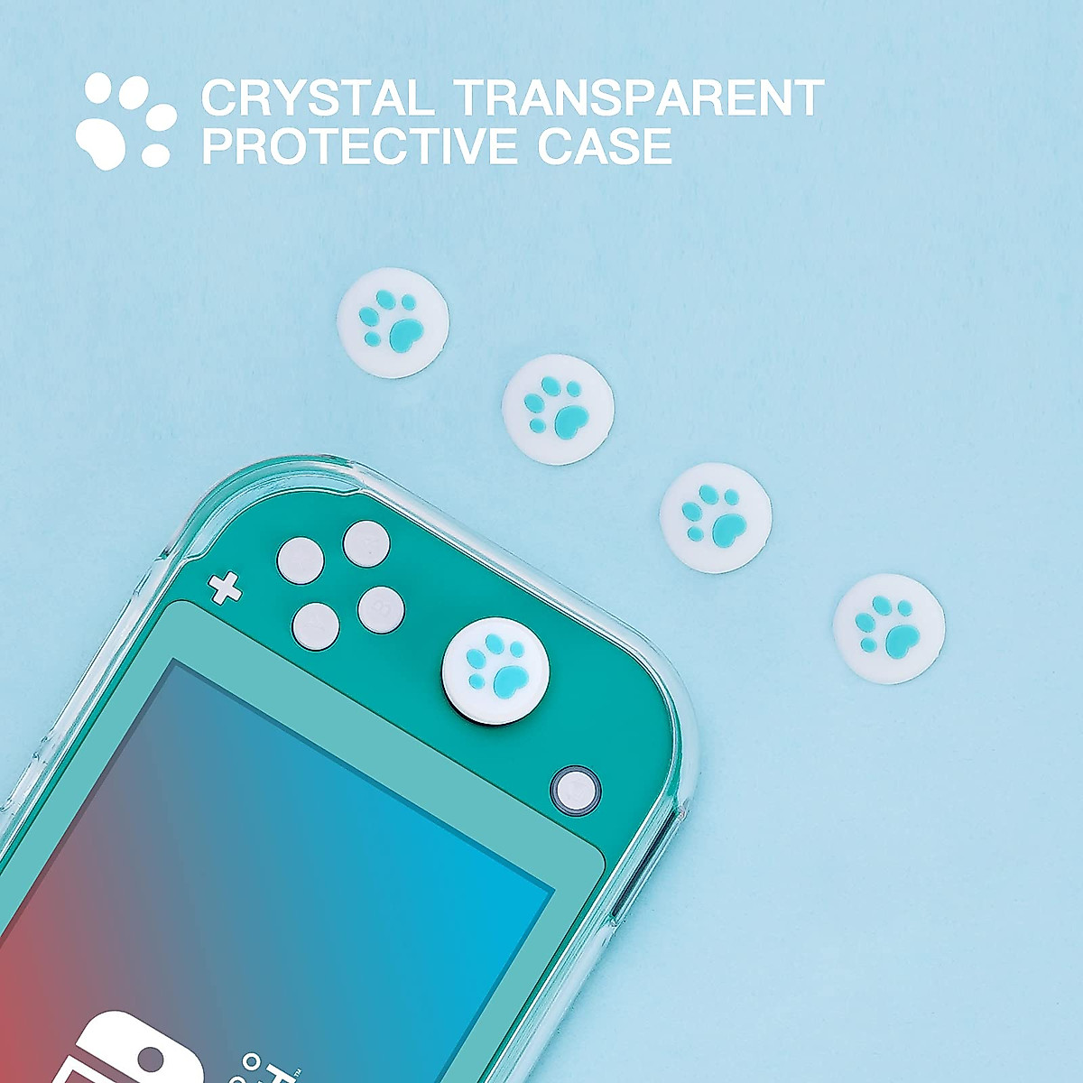 JINGDU Carrying Case Compatible with Switch Lite, Cute 3D Cat Paw Storage Bag with Screen Protector, Thumb Grips, Protective Case, Straps, Premium Accessories Kit, Blue