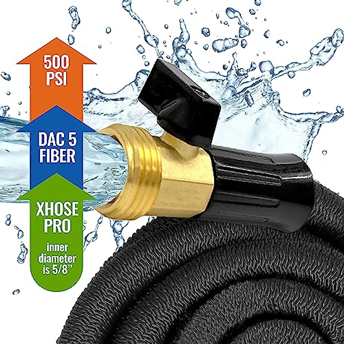 Big Boss X-Hose Pro Expandable Garden Hose 100 Ft, Heavy Duty Lightweight Retractable Water Hose, Flexible Weatherproof, Crush Resistant Solid Brass Fittings, Kink Free as Seen on TV
